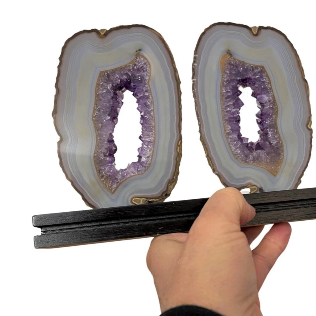 Geoclassics | Amethyst and Agate Geode Slices with Wooden Base
