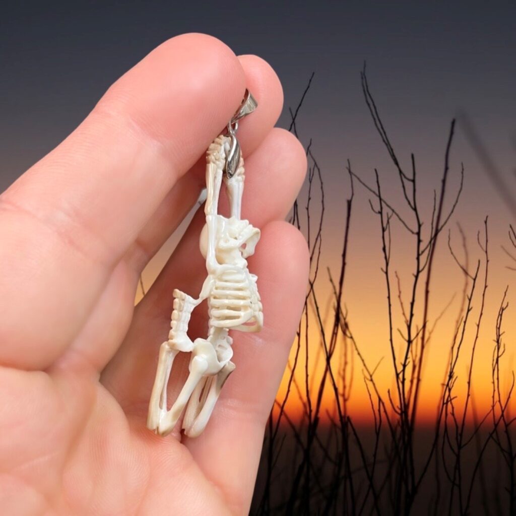 Geoclassics | Fossil Ivory Yoga Skeleton Pendant / Carving