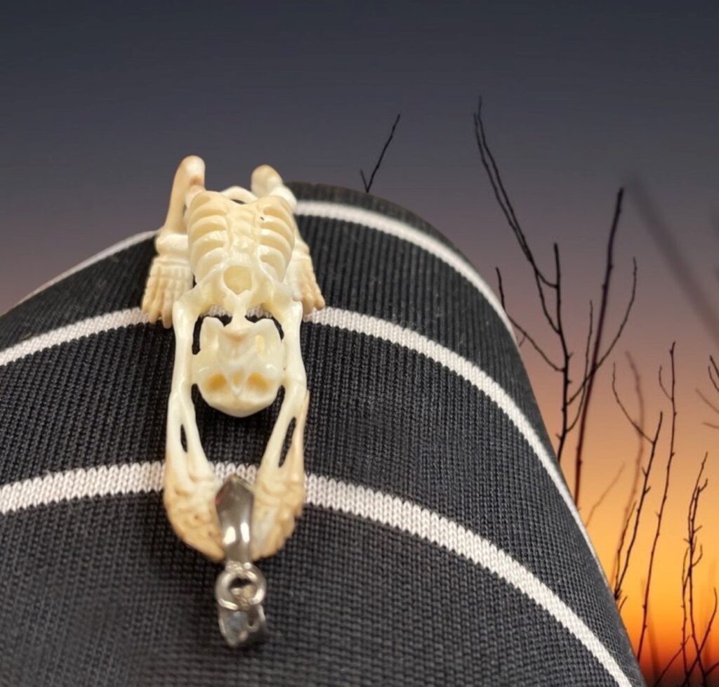 Geoclassics | Fossil Ivory Yoga Skeleton Pendant / Carving