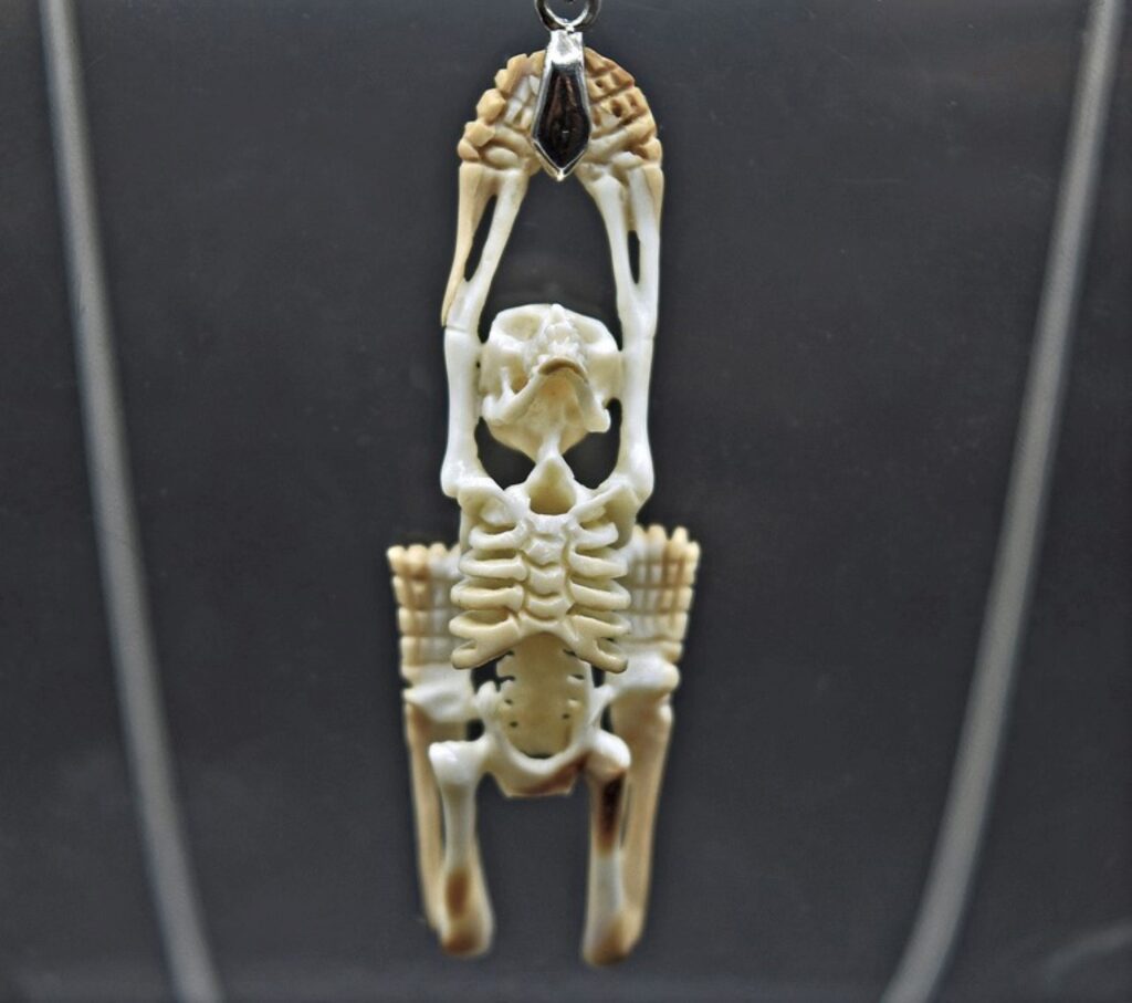 Geoclassics | Fossil Ivory Yoga Skeleton Pendant / Carving
